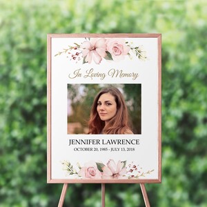 Editable Funeral Sign Pink Dusty Blush Rose Template, Memorial Service ...