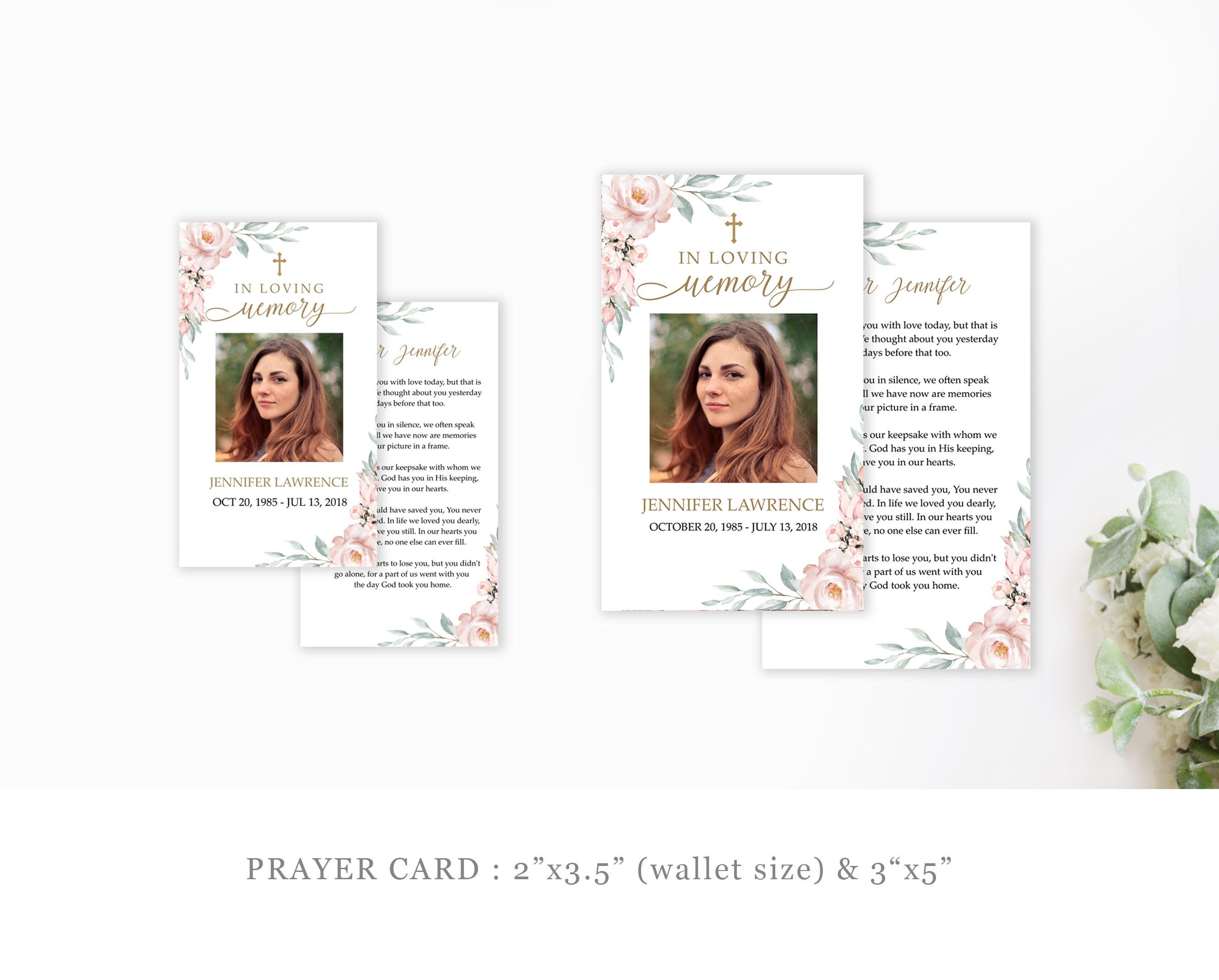 Pink Roses Funeral Bundle Template Floral Celebration of Life Bundle ...