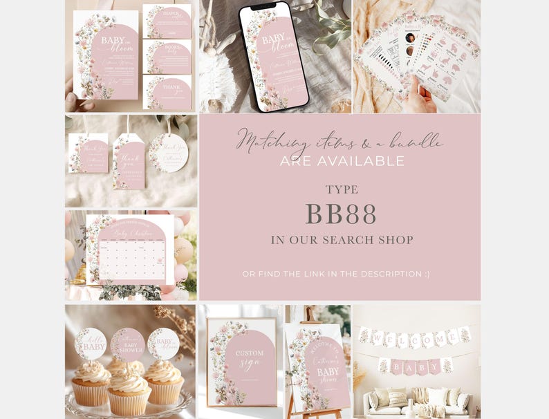 Editable Favor Tag Template, Pink Wildflower Round Tag Square Tag, Pink ...