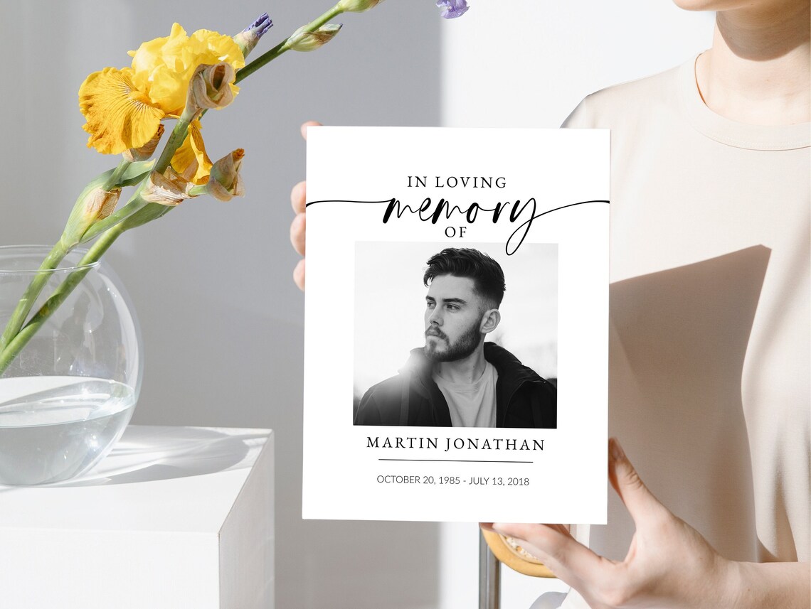 Bi-fold Letter Funeral Program Template Minimalist, Letter Funeral ...