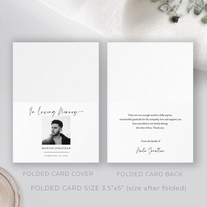 Modern Minimalist for Man and Woman Funeral Thank You Card Template ...