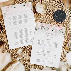Baptism Program Template, Printable Baptism Program, Pink Baptism ...