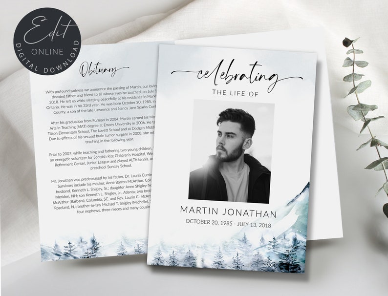 Funeral Programs Template, Obituary Template for Funeral, Memorial ...