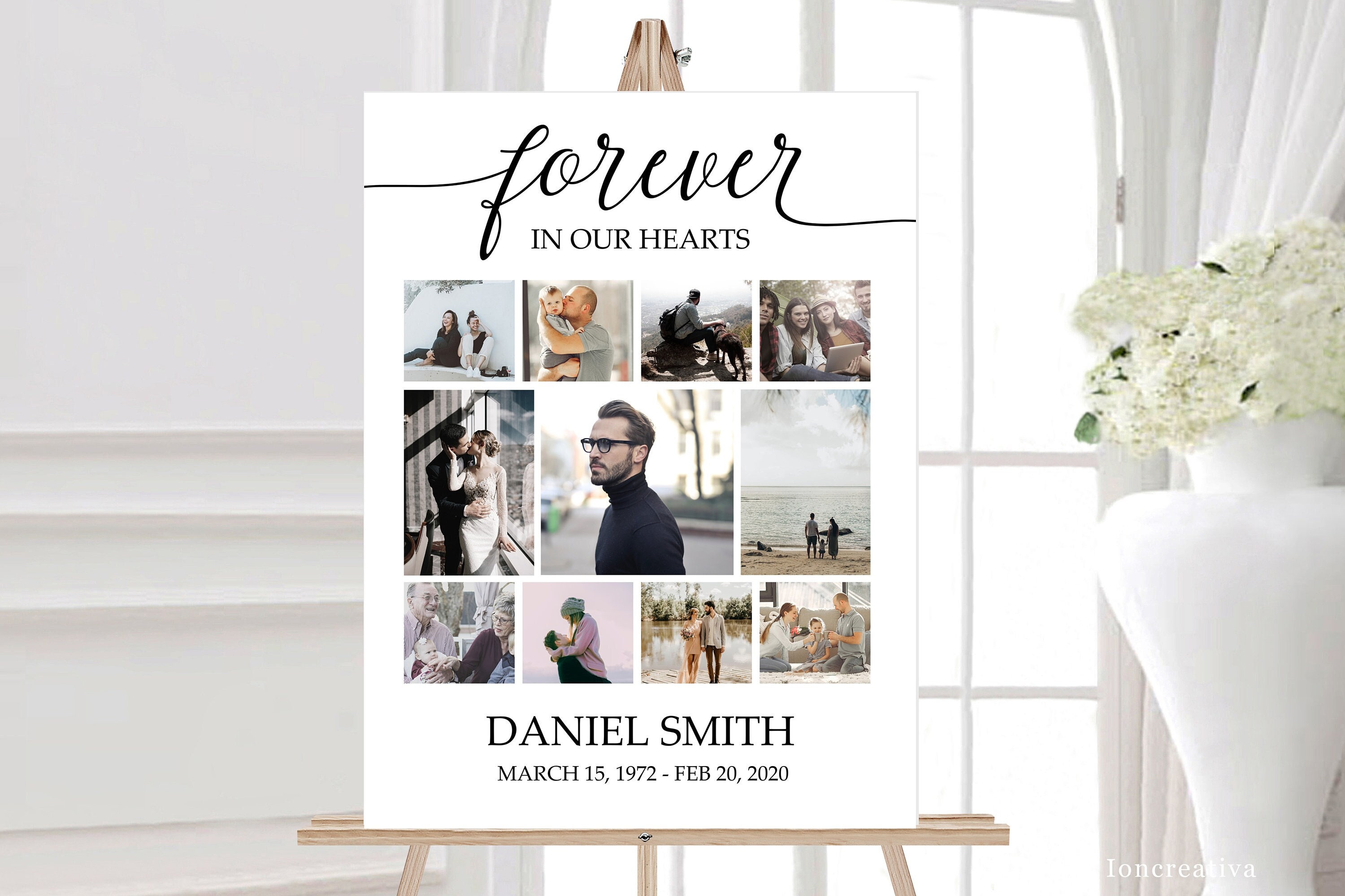 Editable Funeral Sign Template Photo Collage, Memorial Service Sign ...