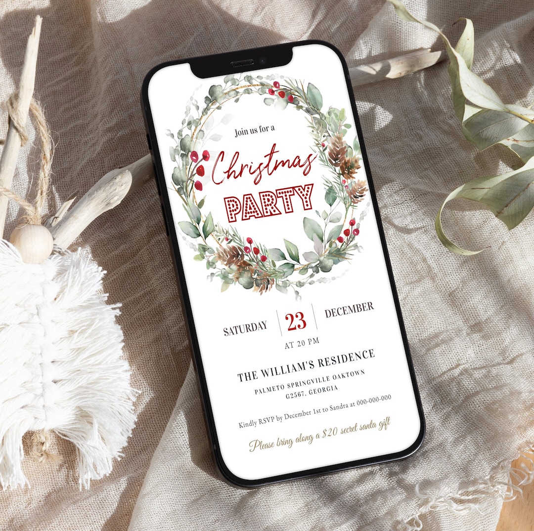 Editable Christmas Party Evite Invitation, Christmas Party Invitation ...