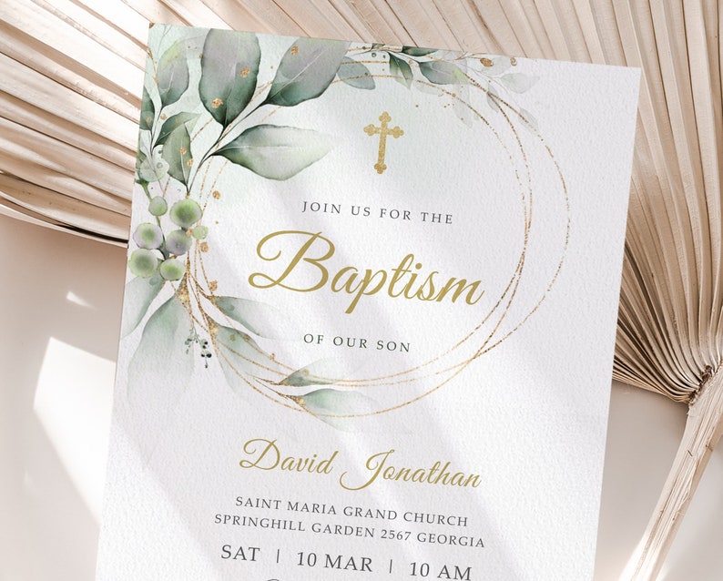 Baptism Invitation Template, Instant Download, Printable Baptism Invite ...