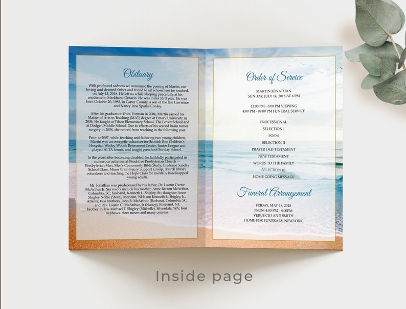 Editable Funeral Program Template, Celebration of Life, Funeral ...