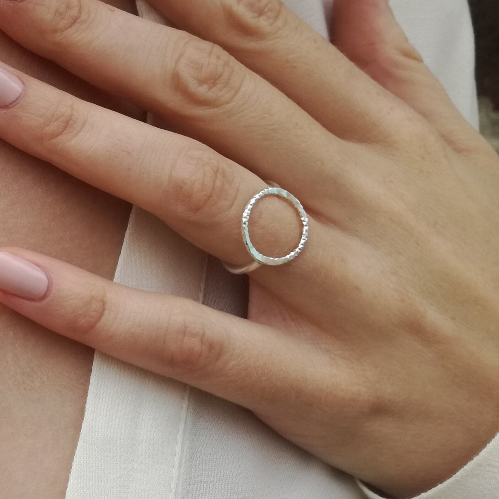 Sterling Silver Open Circle Ring | Etsy