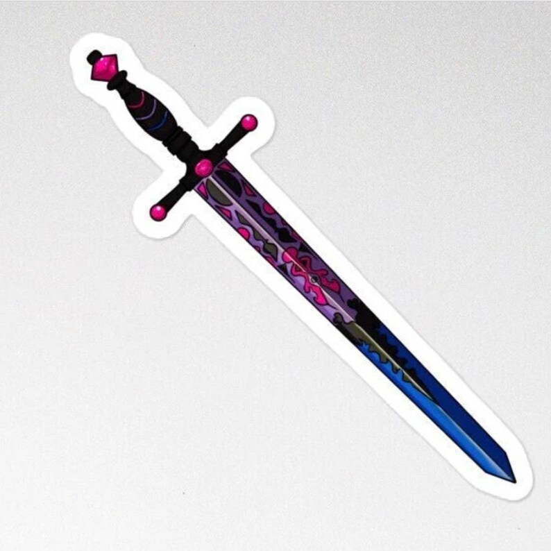 Handcrafted Bi Pride Sword Sticker LGBTQ Vinyl Decal Bisexual Pride ...