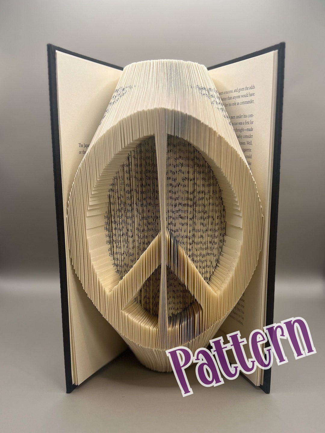 Peace Sign Book Folding Pattern, Folded Book Art Pattern, Peace Design ...