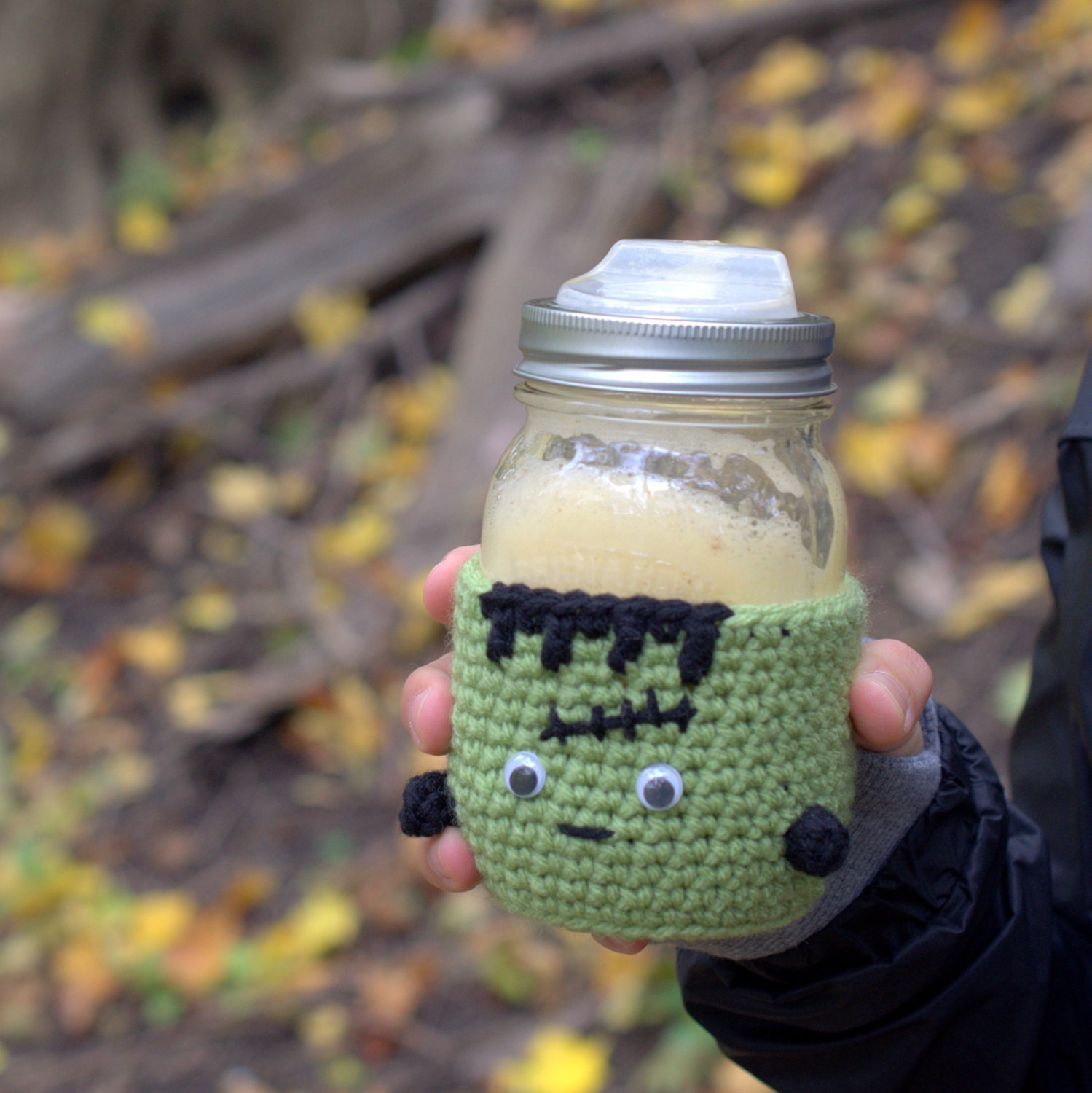 PATTERN: Crochet Frankenstein Monster Mason Jar Cozy Home Decor — Pops ...
