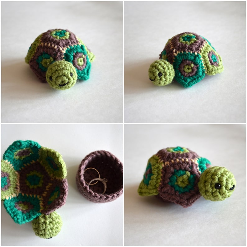 Crochet Turtle Pattern Trinket Jewelry Box Gift for Turtle Lovers Cute ...