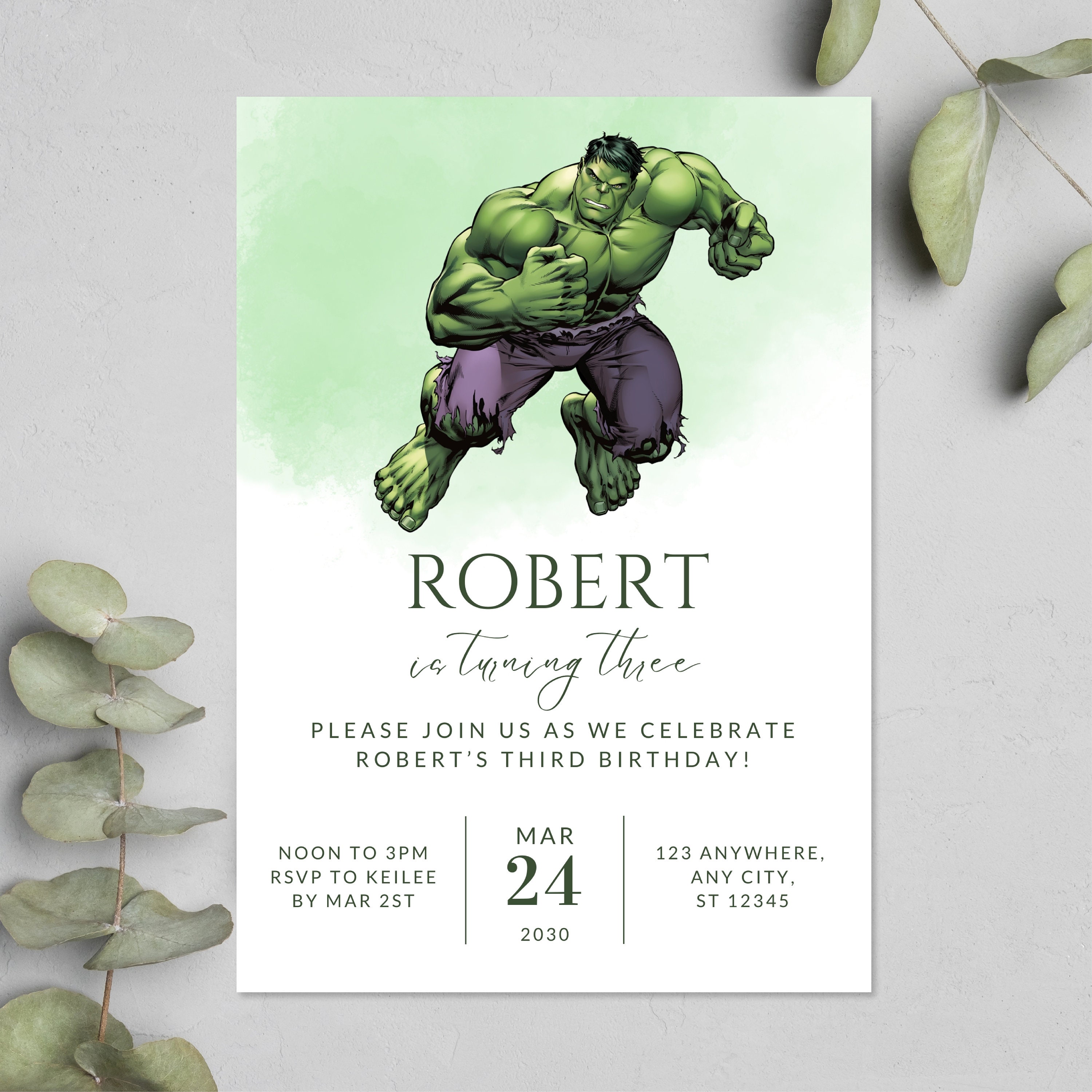 Hulk Birthday Invitation, the Incredible Hulk Birthday Invitation ...