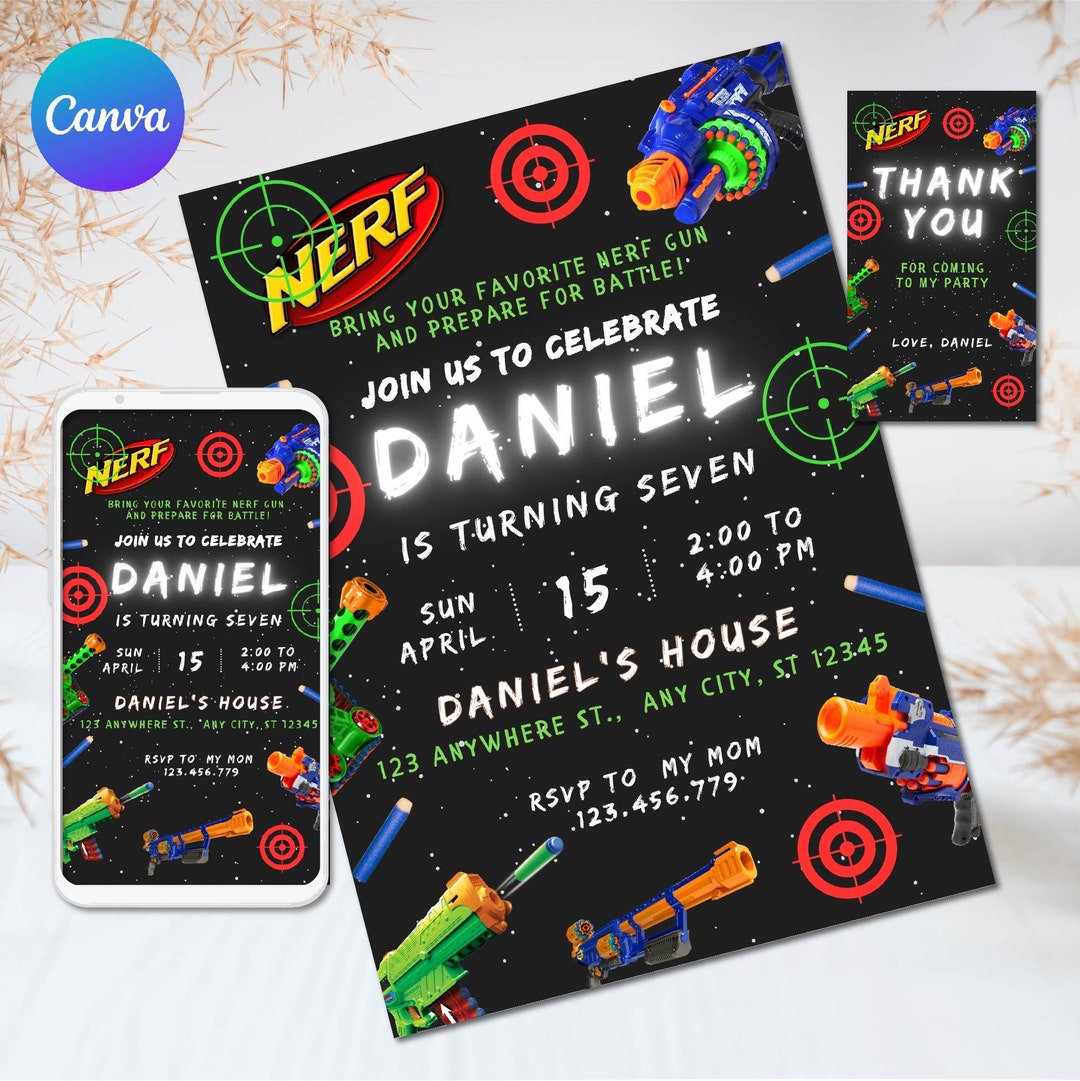 Editable Dart Birthday Invitation, Dart Birthday Invite, Dart Birthday ...