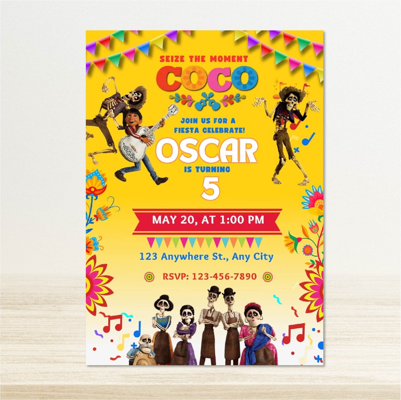 Editable Coco Birthday Invitation Disney Coco Invite Template Printable ...