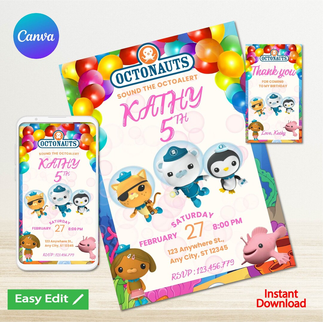 Editable the Octonauts Birthday Invitation Template, Printable Birthday ...