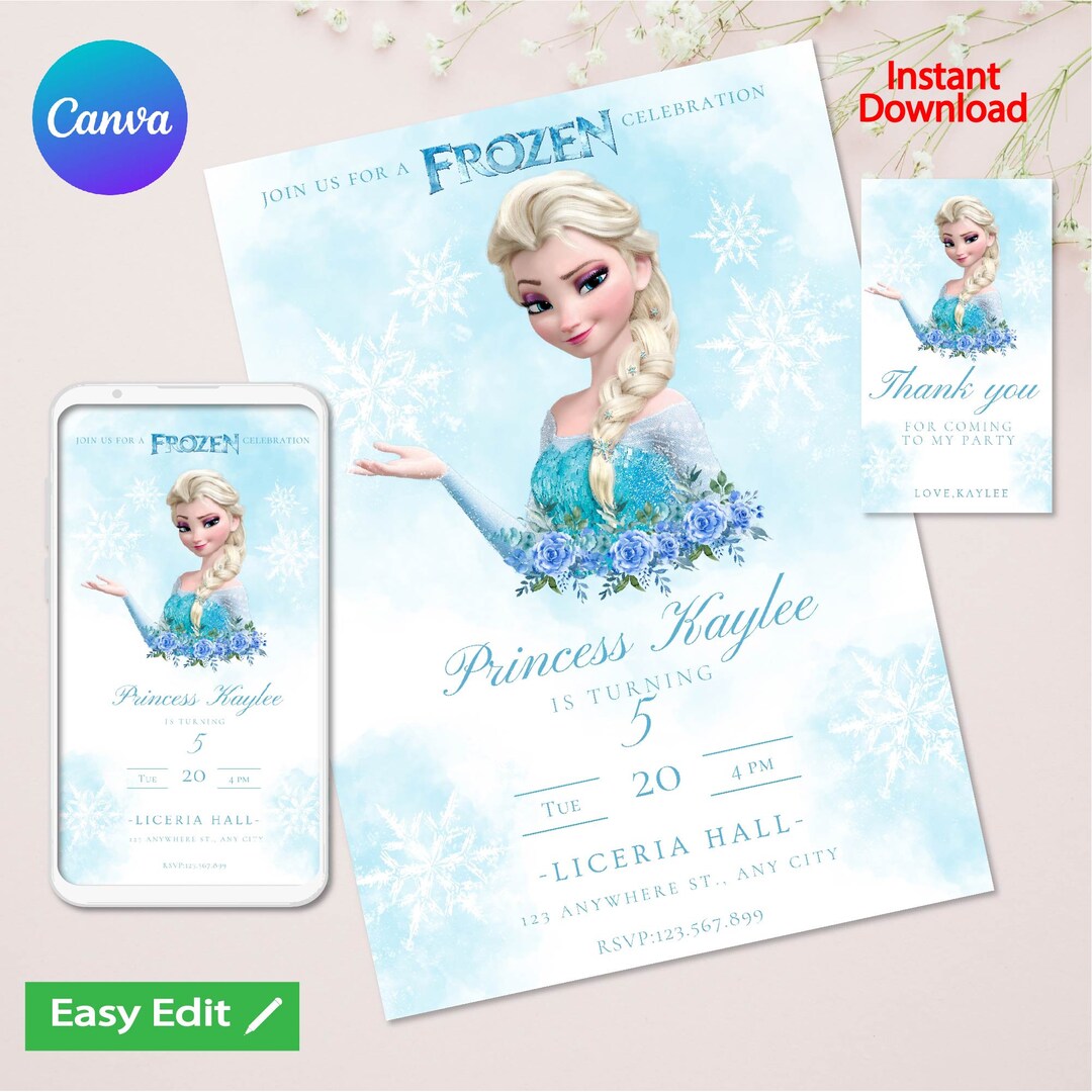 Frozen Birthday Invitation Elsa Birthday Invitation Elsa Party Invite ...