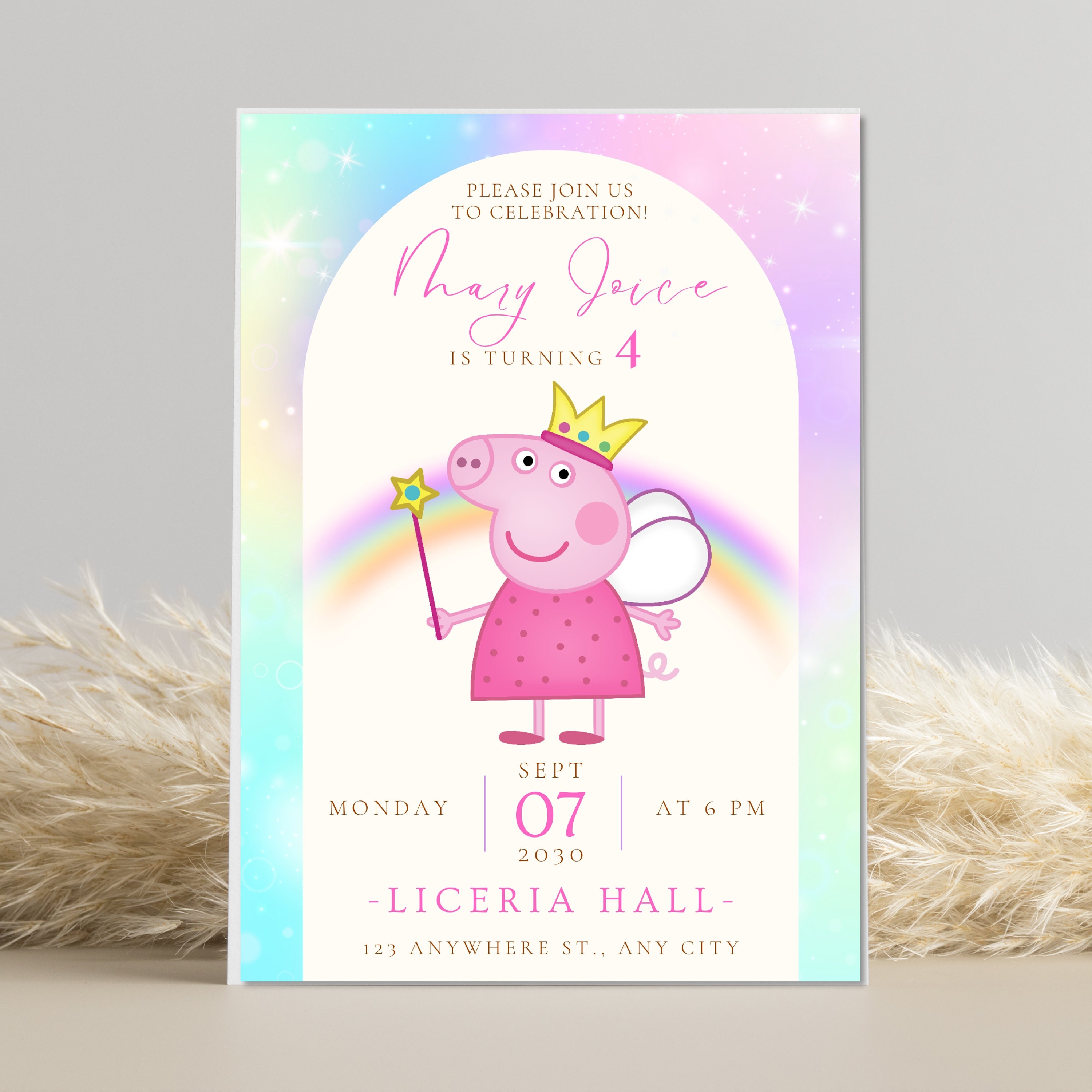 Peppa Pig Birthday Invitation, Peppa Pig Evite, Editable Peppa Pig ...
