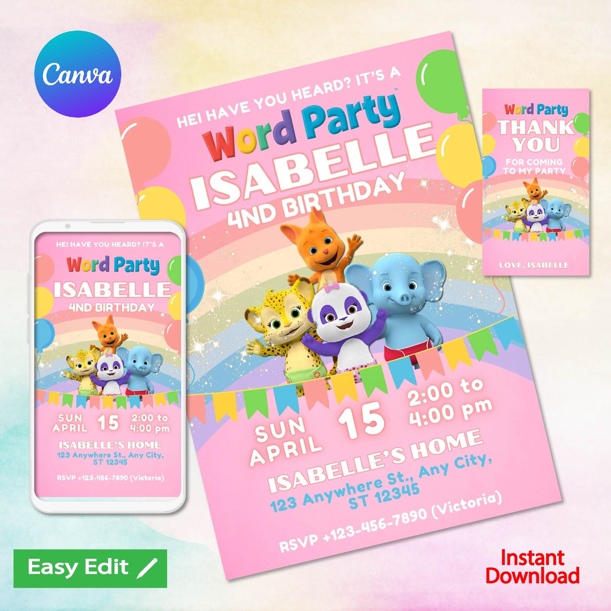 Word Party Invitation Word Party Birthday Printable Invitation Word ...