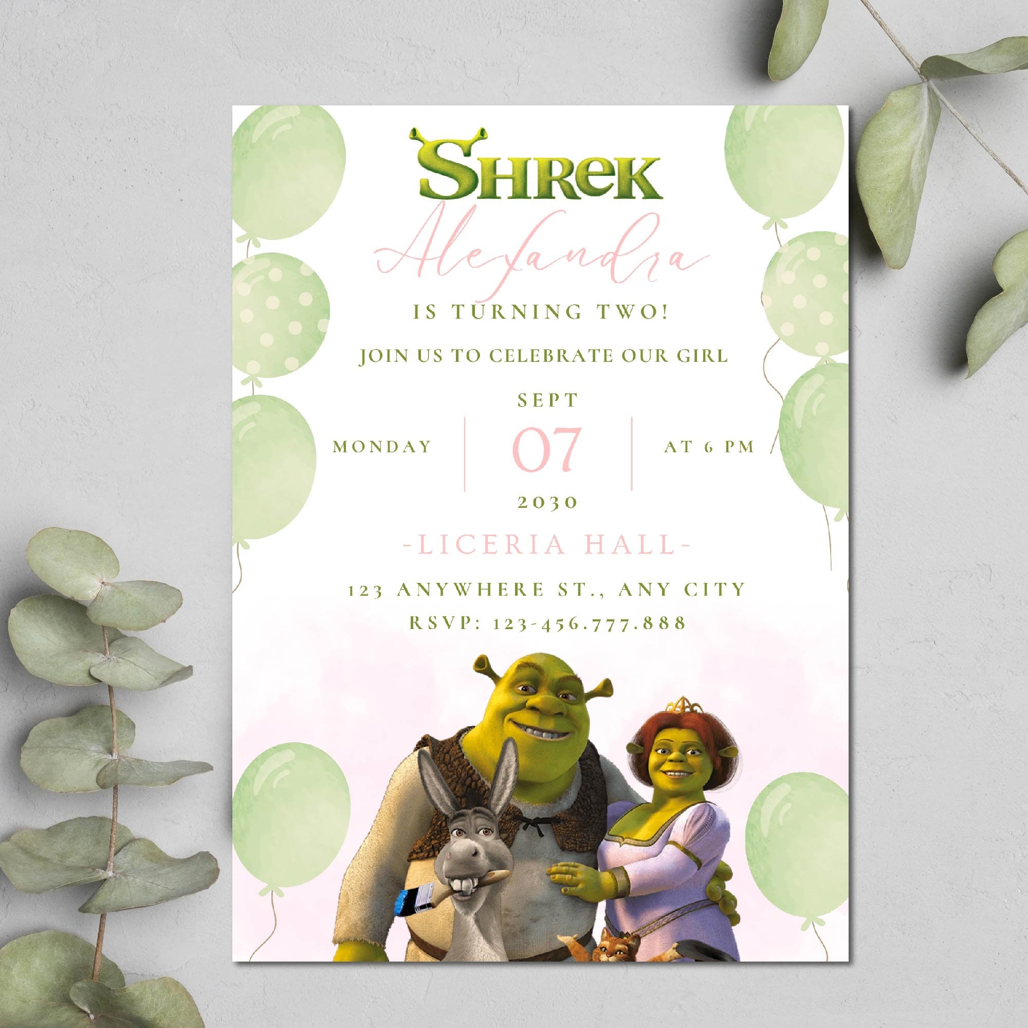 Shrek Birthday Invitation, Shrek Digital Mobile Birthday Invitation ...