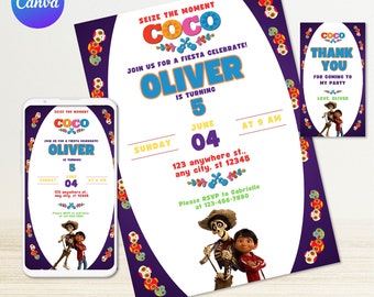 Coco Invitation Coco Birthday Invitation Fiesta Invitation Coco Party ...