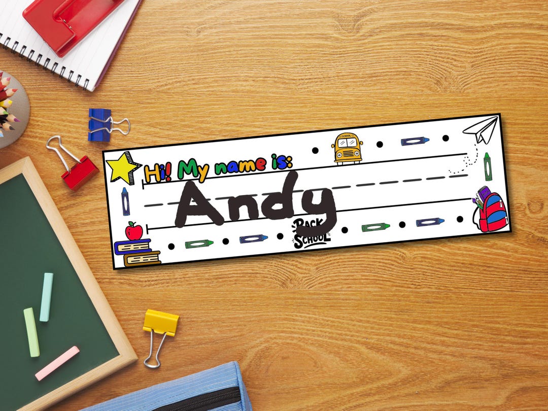 Back to School Nametag, Coloring Nametag, Desk Nametag - Etsy