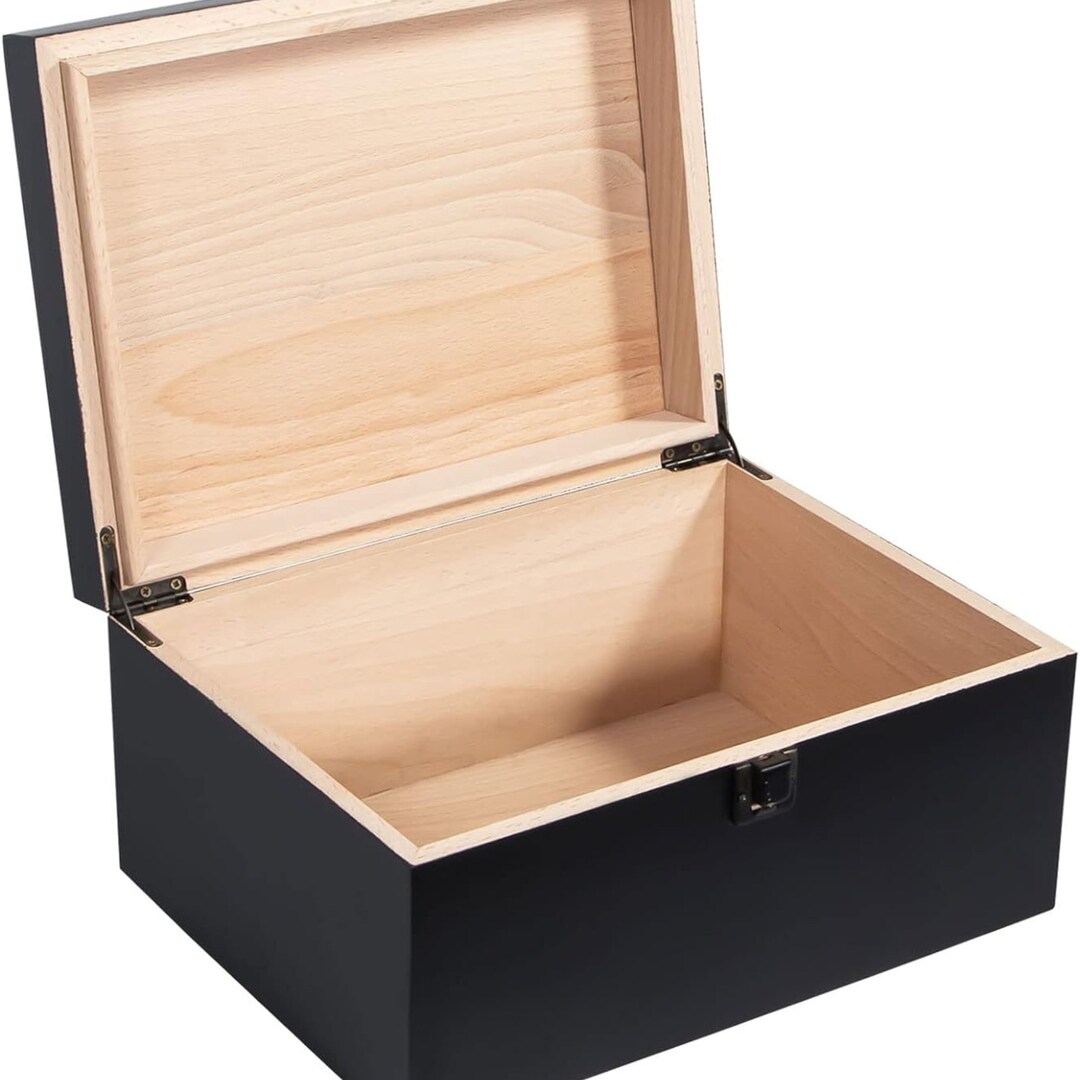 Wooden Large Keepsake Box, Black Decorative Box Wooden Box Vintage ...