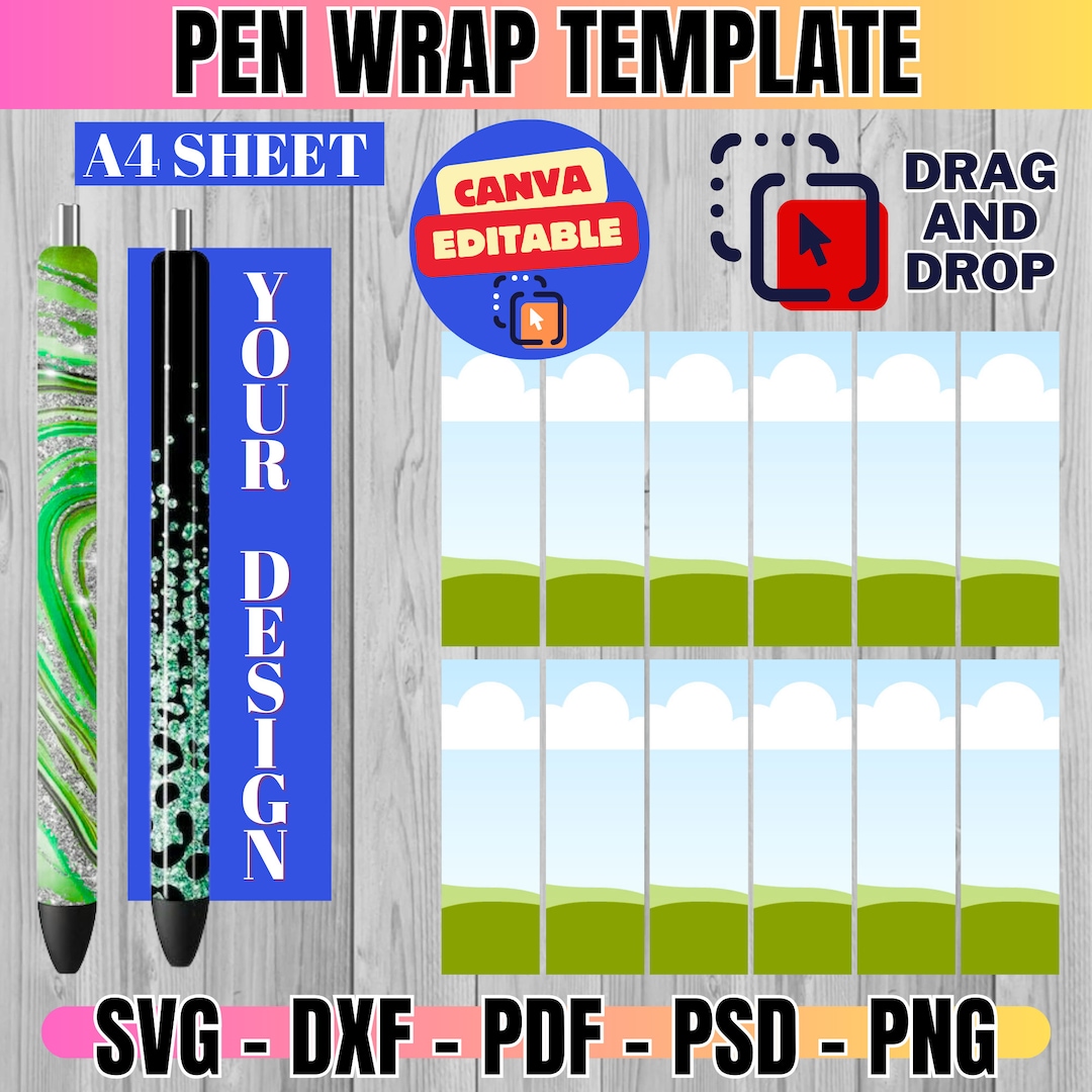 Epoxy Pen Wrap Template, Pen Sublimation Template, Pen Wrapper Template ...