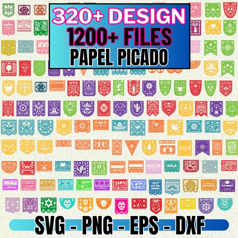 Papel Picado SVG Bundle / Papel Picado PNG Bundle / Papel Picado ...
