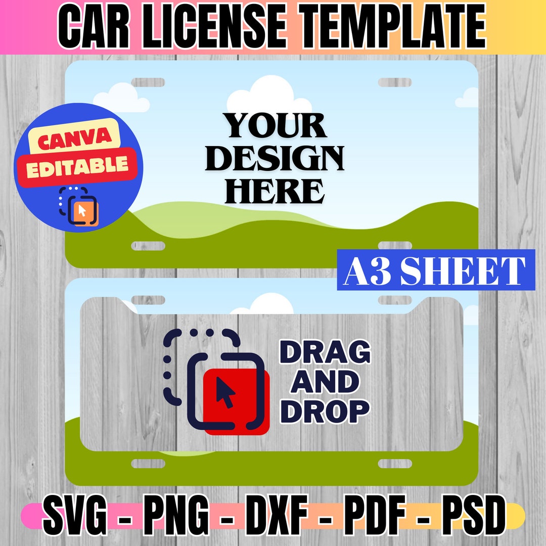 Car License Plate Template, Car License Plate Sublimation Template, Car ...