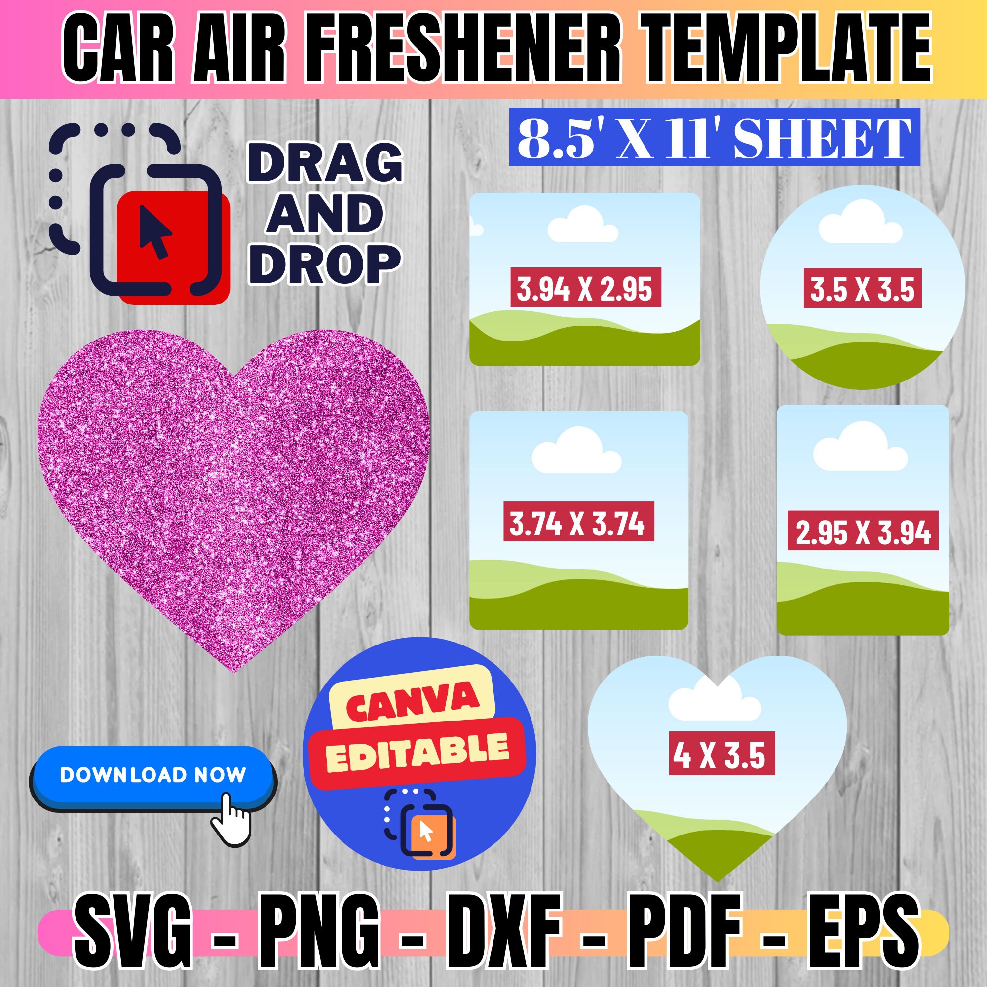 Car Air Freshener Template Bundle, Air Freshener Canva Editable ...
