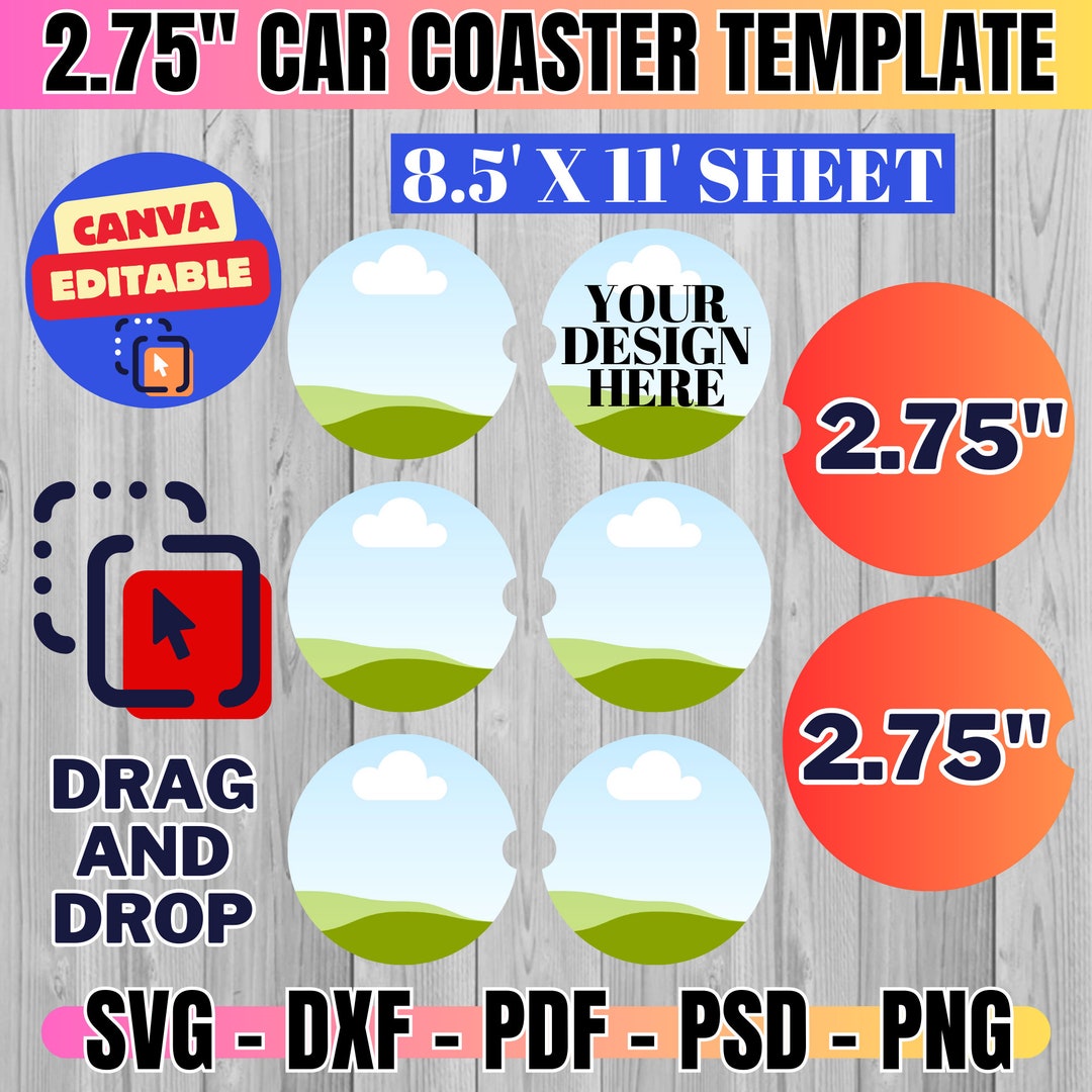 2.75 Car Coaster Template Svg, Car Cup Coaster Template, Car Coaster ...