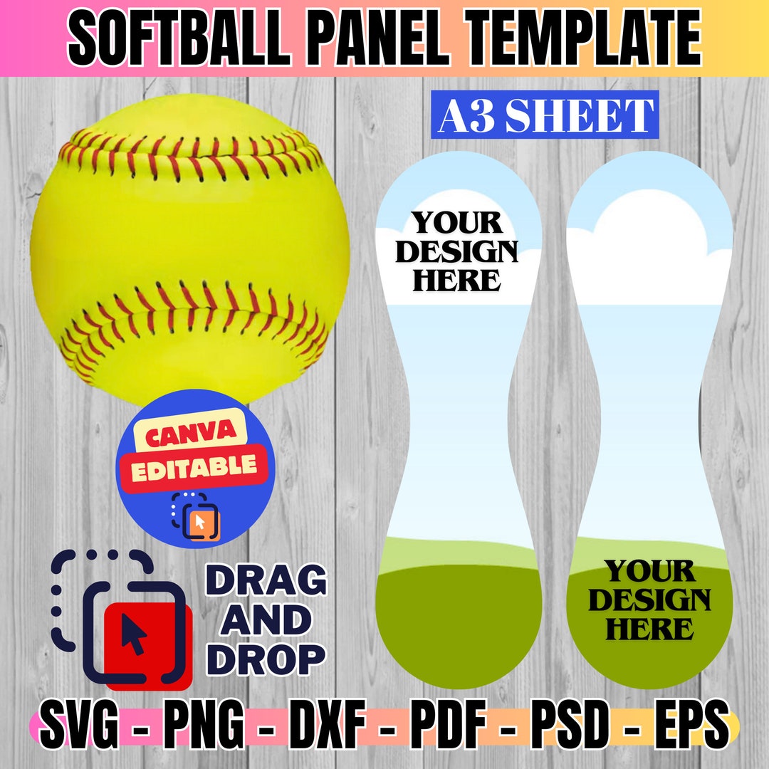Softball Panel Template Svg, Softball Leather Blank Template, Photo ...