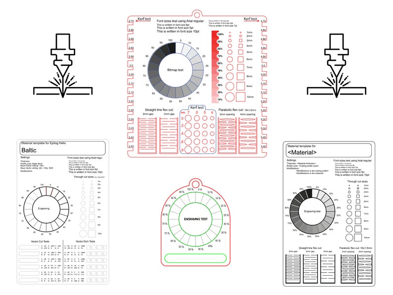 Laser Test File, Laser Cut Files, Lightburn Test File, Glowforge Test ...