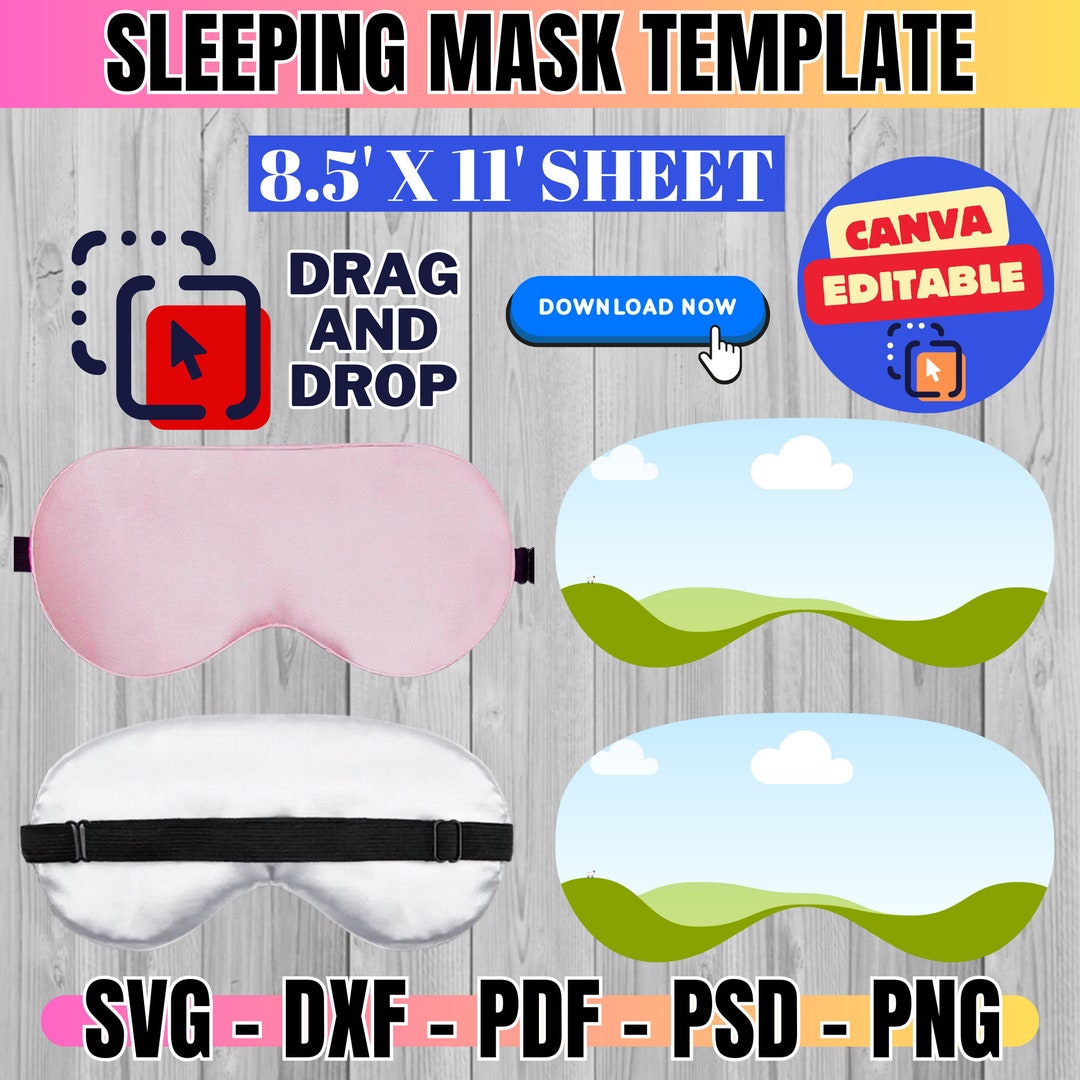 Sleeping Mask Svg, Sleep Eye Mask Template Sublimation, Customized Eye ...