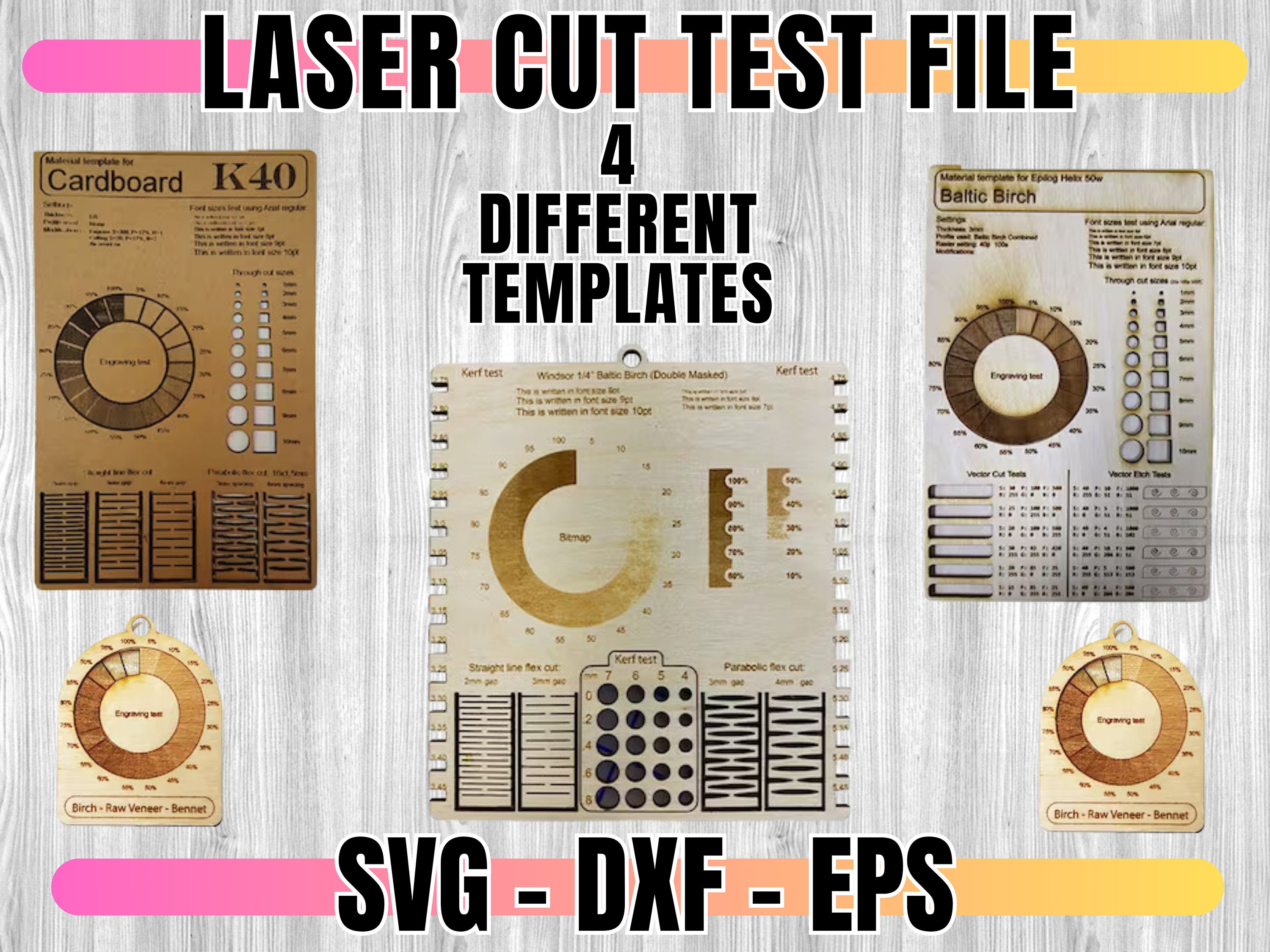 Laser Test File, Laser Cut Files, Lightburn Test File, Glowforge Test ...