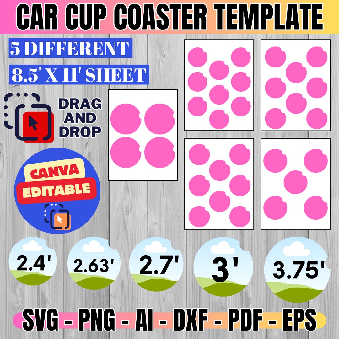 Car Coaster Template Svg, Car Cup Coaster Template, Car Coaster ...