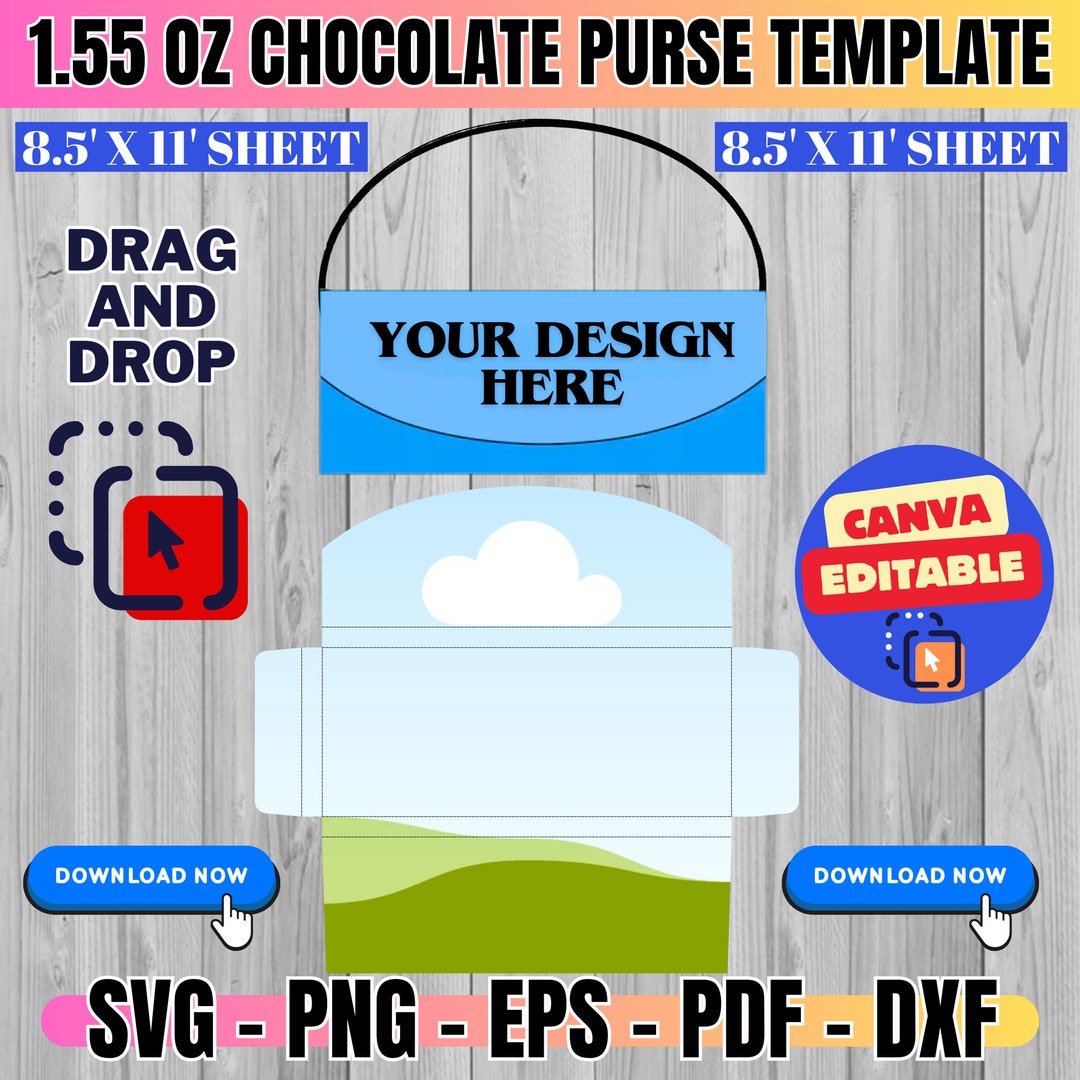 1.55oz Chocolate Bar Purse Template, Chocolate Template, Candy Bar ...