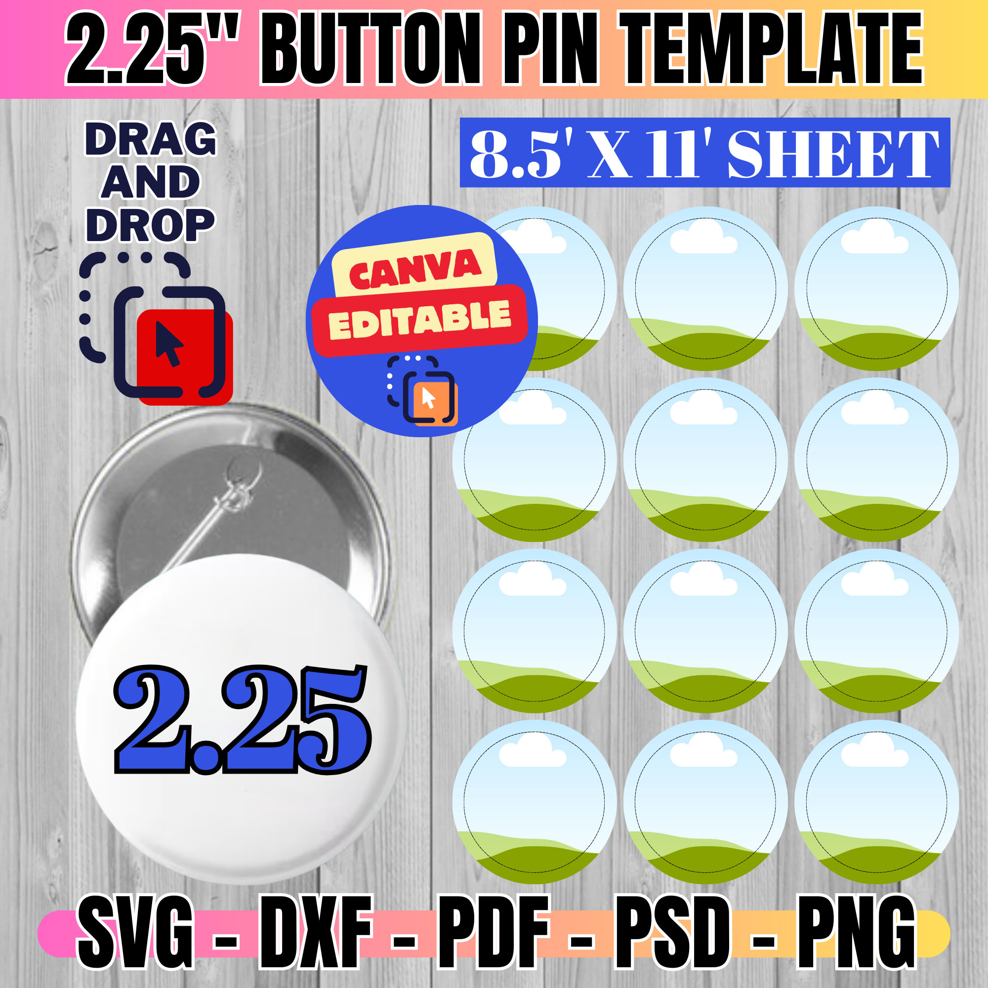 2.25 Button Pin Template, Button Pin Svg, Button Pin Blank, Sublimation ... 2.25 Button Pin Template, Button Pin Svg, Button Pin Blank, Sublimation ...