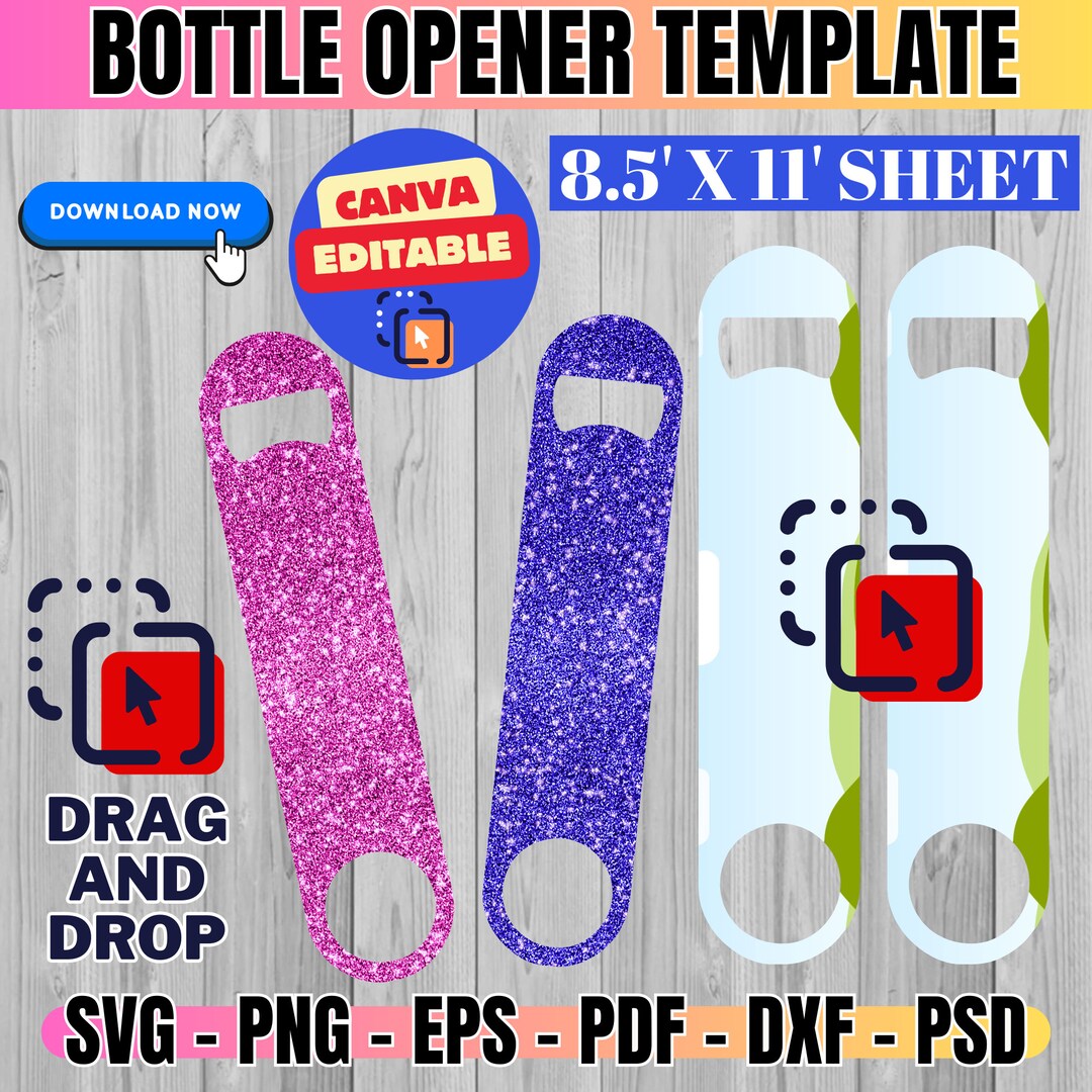Bottle Opener Template Svg, Stainless Steel Bottle Opener, Beer Bottle Opener Sublimation ...