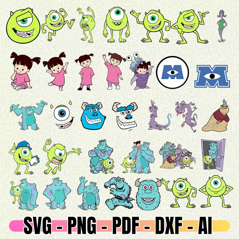 Monsters Inc SVG Bundle, Monsters Inc PNG Bundle, Monsters Inc Clipart ...