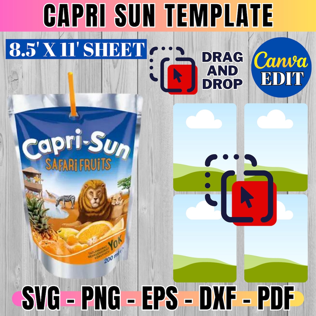 Plantilla Capri Svg, Plantilla Capri Sun en blanco, Etiqueta de bolsa ...