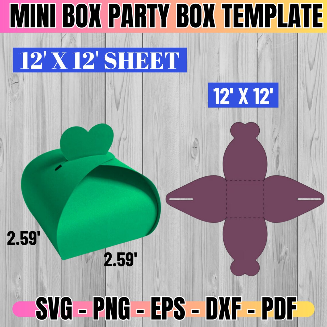Mini Box Template Svg, Gift Box Svg, Box Svg, Box Template Svg, Party ...