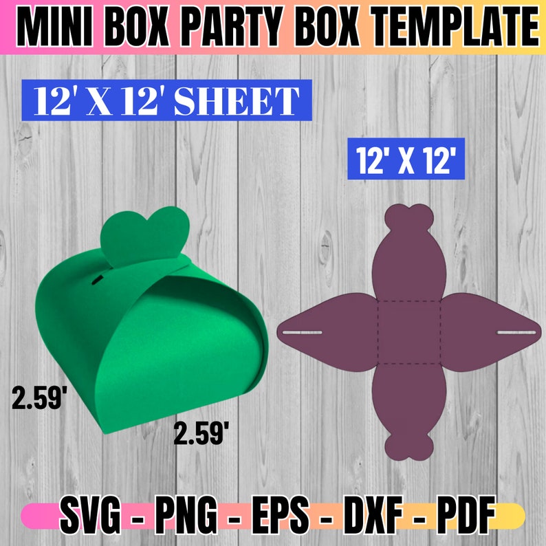 Mini Box Template Svg, Gift Box Svg, Box Svg, Box Template Svg, Party ...