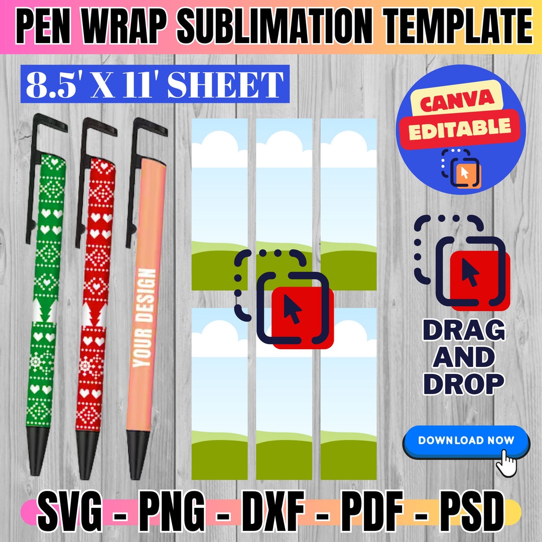 Pen Wrap Template, Pen Sublimation Template, Pen Wrapper Template ...