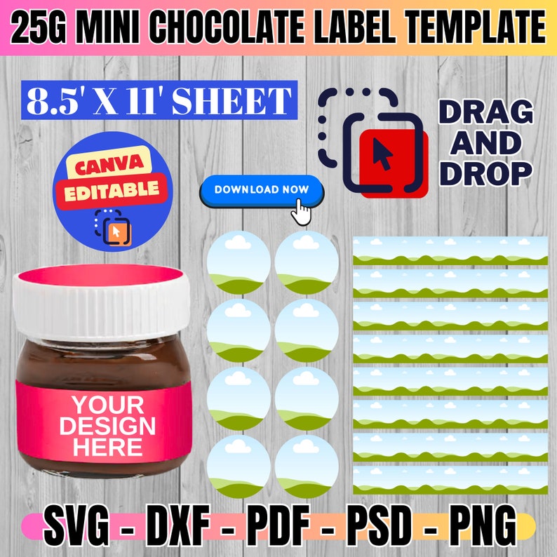 25g Mini Hazelnut Spread Label Template, Hazelnut Cocoa Spread Label ...