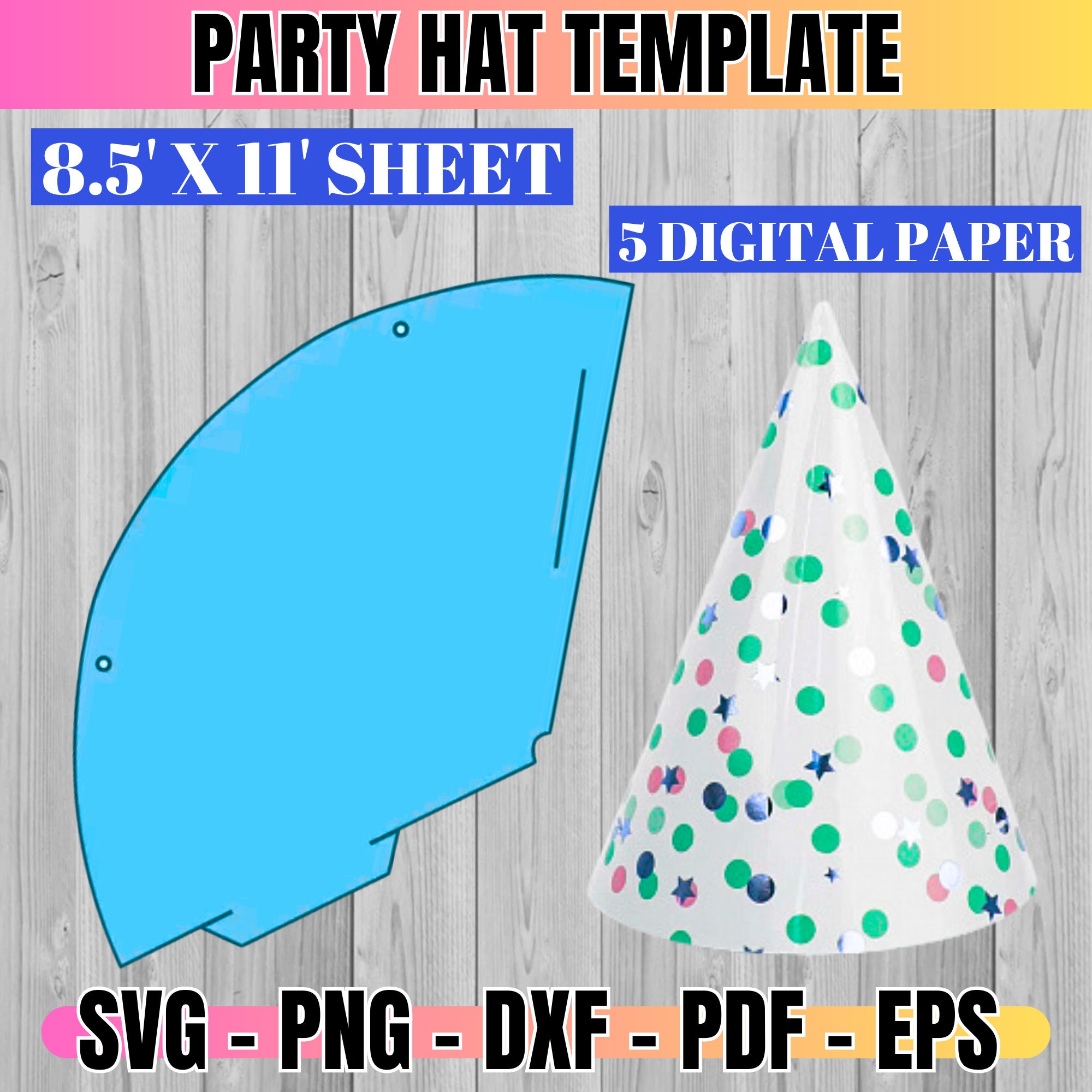 Party Hat Template, Party Hat Svg, Birthday Hat Template, Blank Hat ...