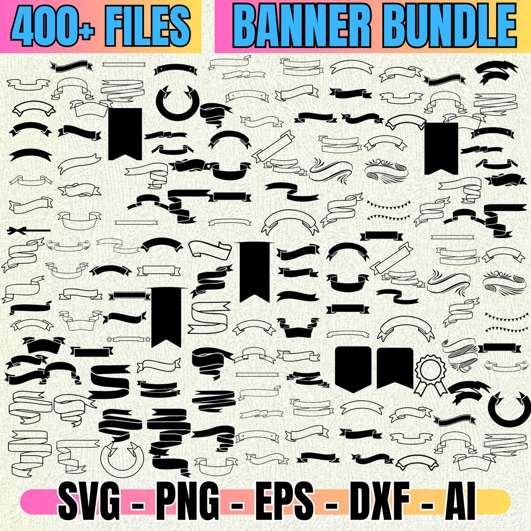 Banner Svg, Ribbon Svg Bundle, Ribbon Banner Svg Cut Files, Banners Svg ...