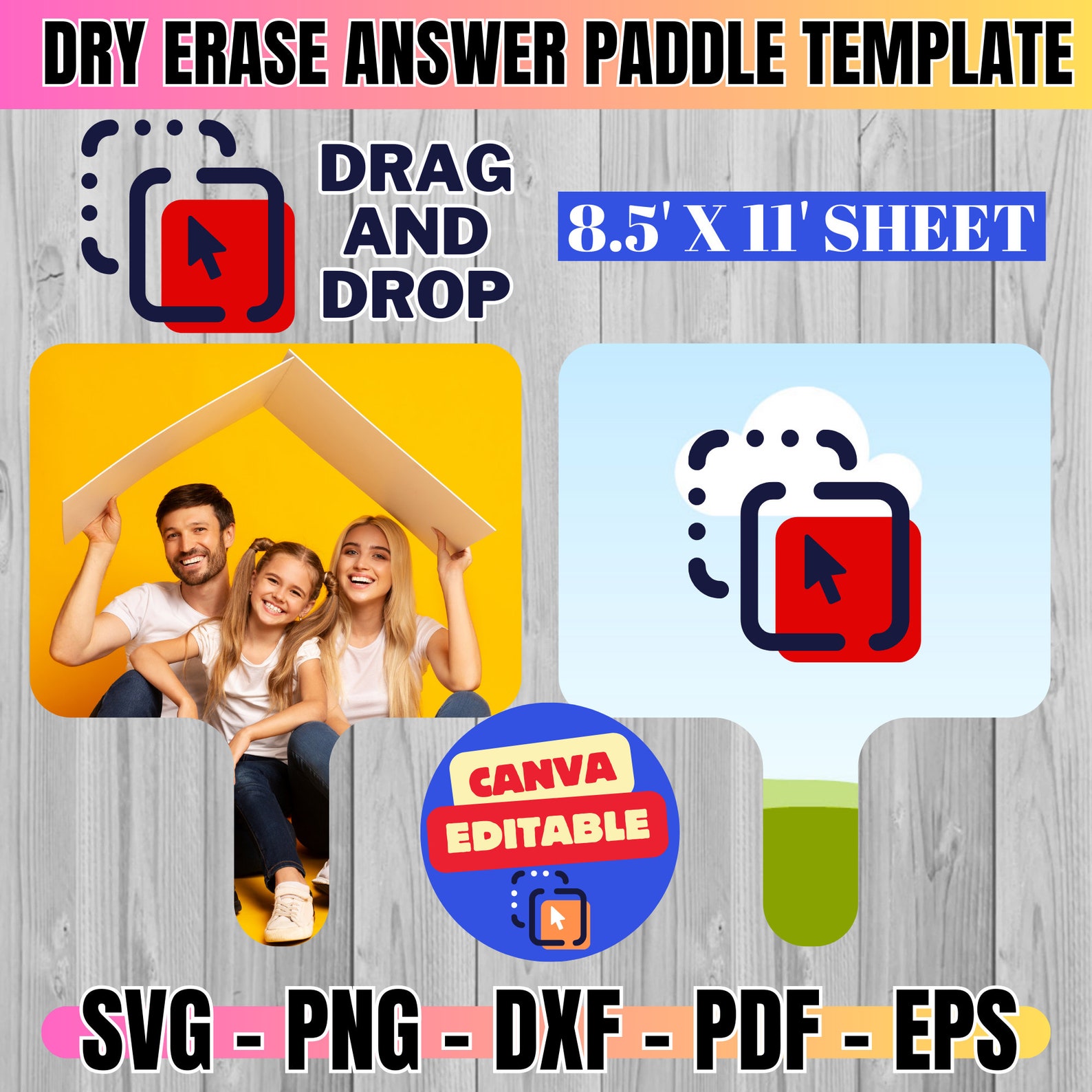 Dry Erase Answer Paddle Template, Paddle Board Template, Fan Template ...