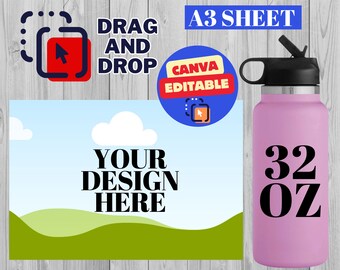 Tumbler Template Svg, 32oz Hydro Water Bottle Template, 32oz Tumbler ...